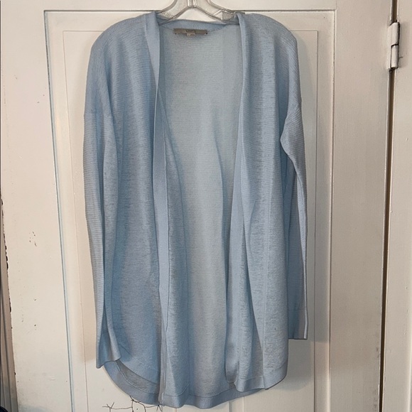 LOFT | Sweaters | Loft Light Blue Open Front Cardigan Linen Blend ...